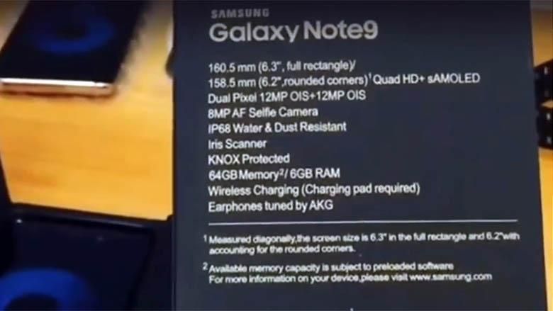 Samsung Galaxy Note 9 unboxed early, leaked video shows box, device, specs